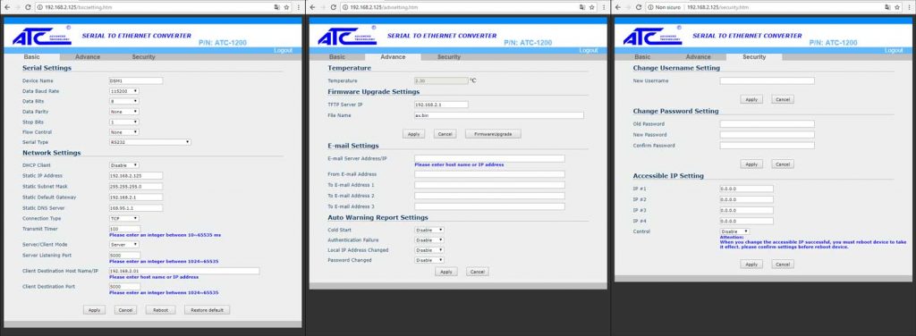 Configurare convertitore ATC-1200